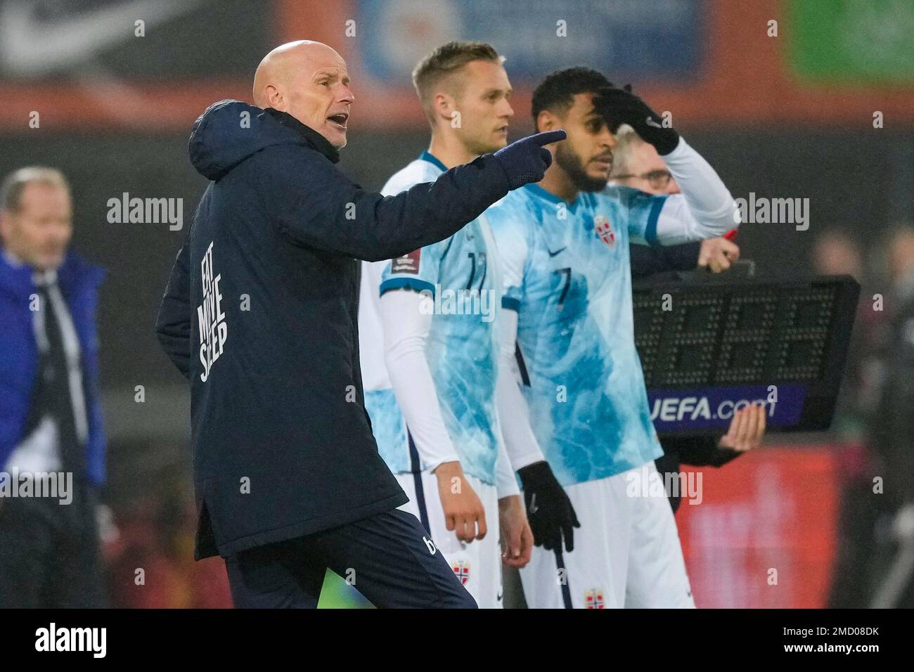 Norway's manager Stale Solbakken gestures during the World Cup 2022 ...