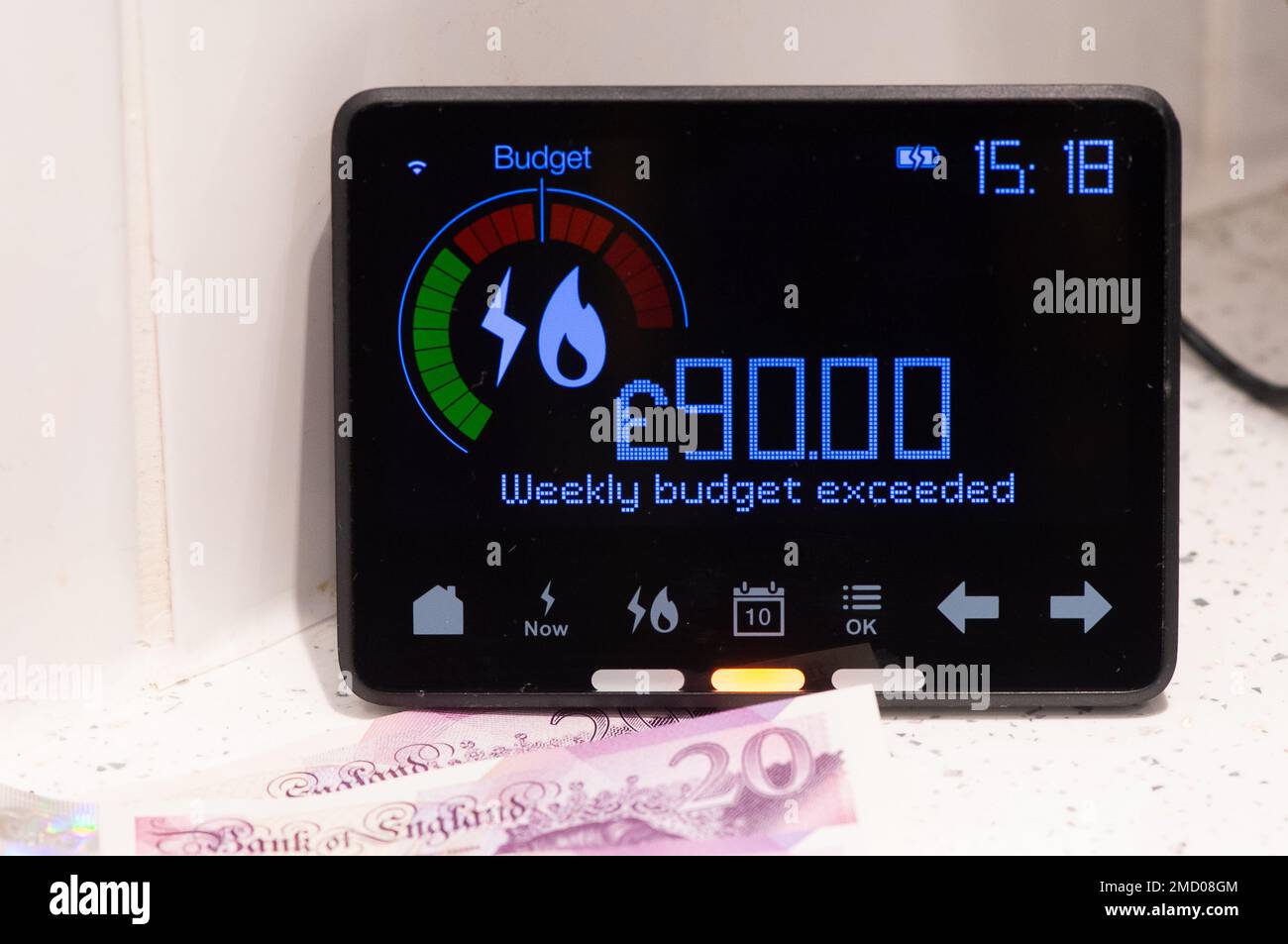 Slough, Berkshire, UK. 22nd January, 2023. A home Smart Meter showing ...
