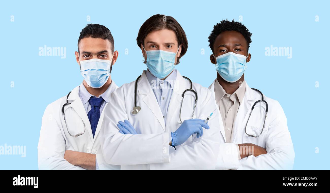 Medical Healthcare Workers Wearing Medical Face Masks While Working ...