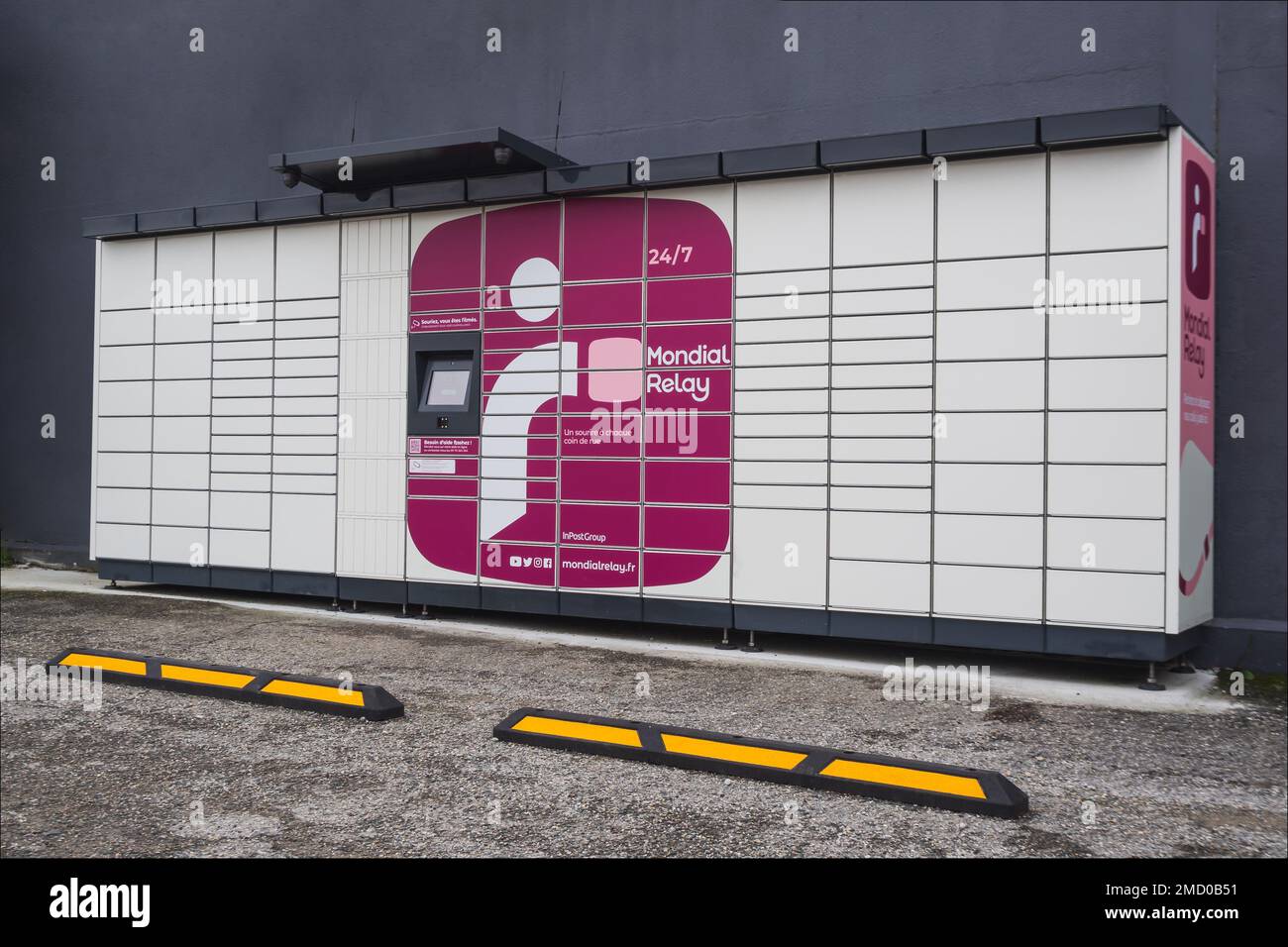 Loriol sur Drome, France - January 14, 2023: Lockers Mondial Relay ...