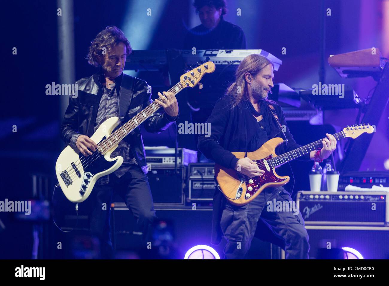 Juan Calleros, left and Cesar "Vampiro" Lopez of the Mexican rock band ...
