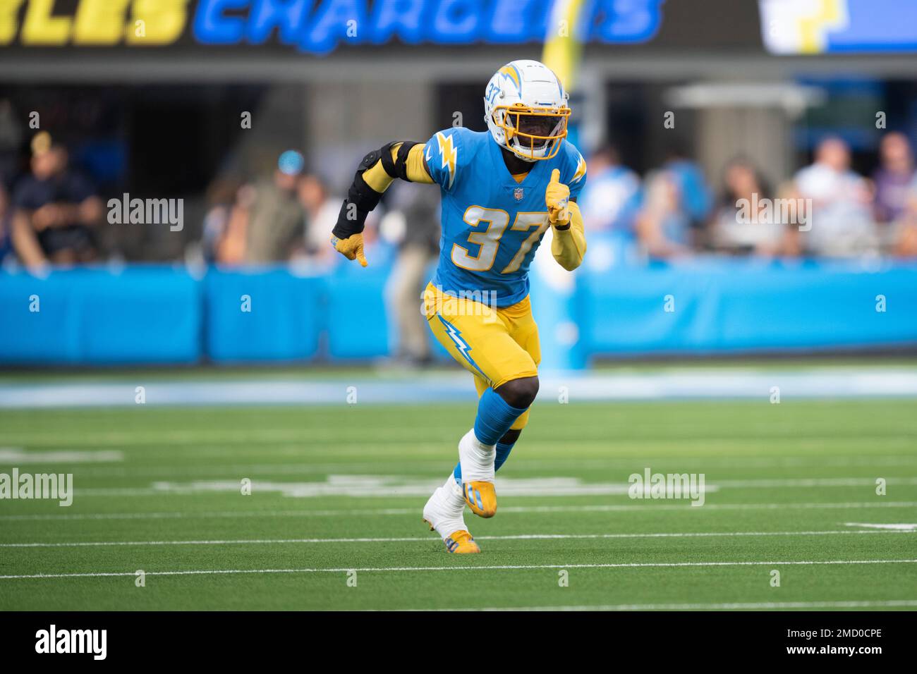 Los Angeles Chargers defensive back Kemon Hall (37) runs during an NFL ...