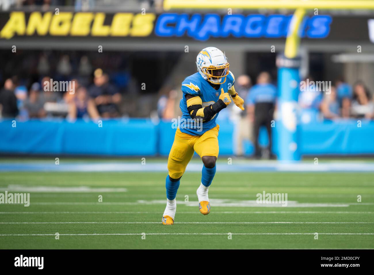 Los Angeles Chargers defensive back Kemon Hall (37) runs during an NFL ...