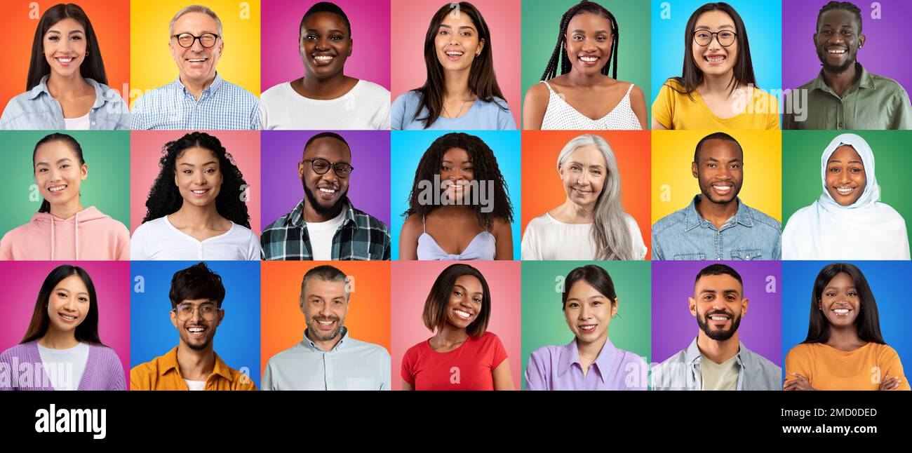 Diverse Happy People Of Different Age And Ethnicity Posing Over ...