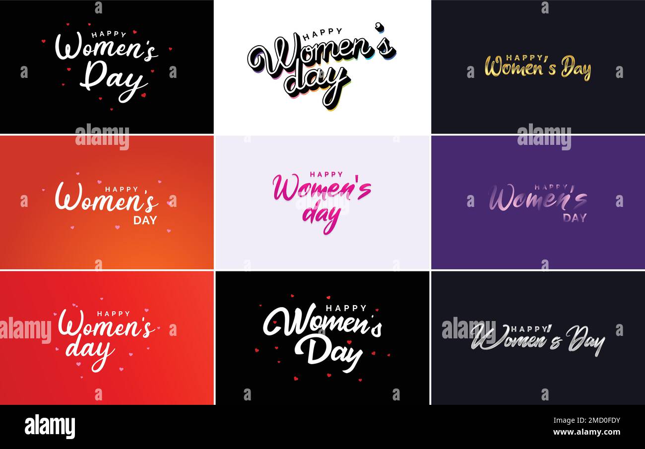 Set of Happy International Woman's Day signs. emblems. and design ...