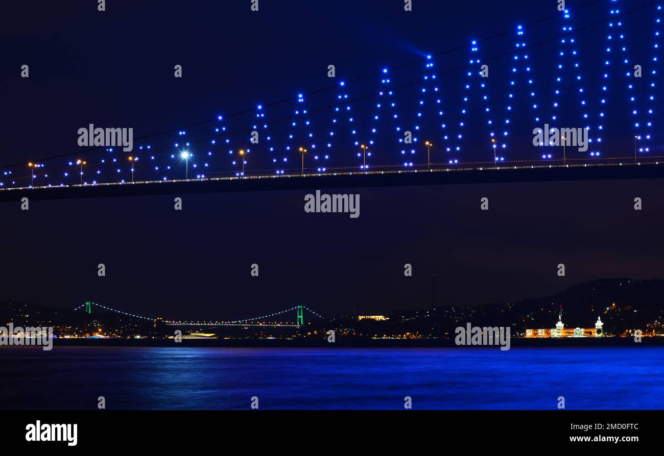 Bosphorus Bridge and night view in Istanbul, Turkey Stock Photo - Alamy