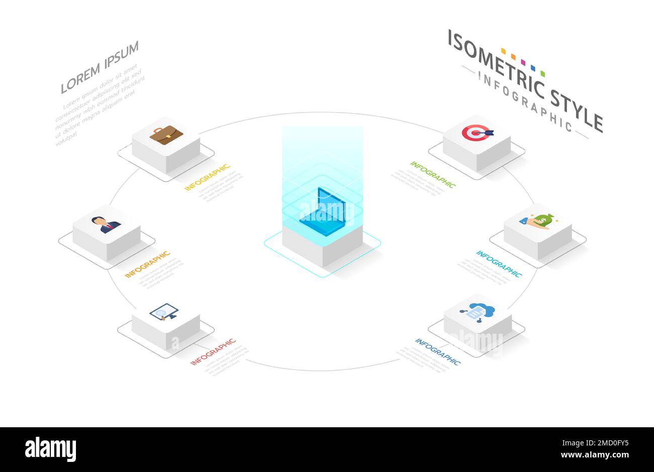 Isometric Infographic Template For Business 6 Steps Modern Mindmap