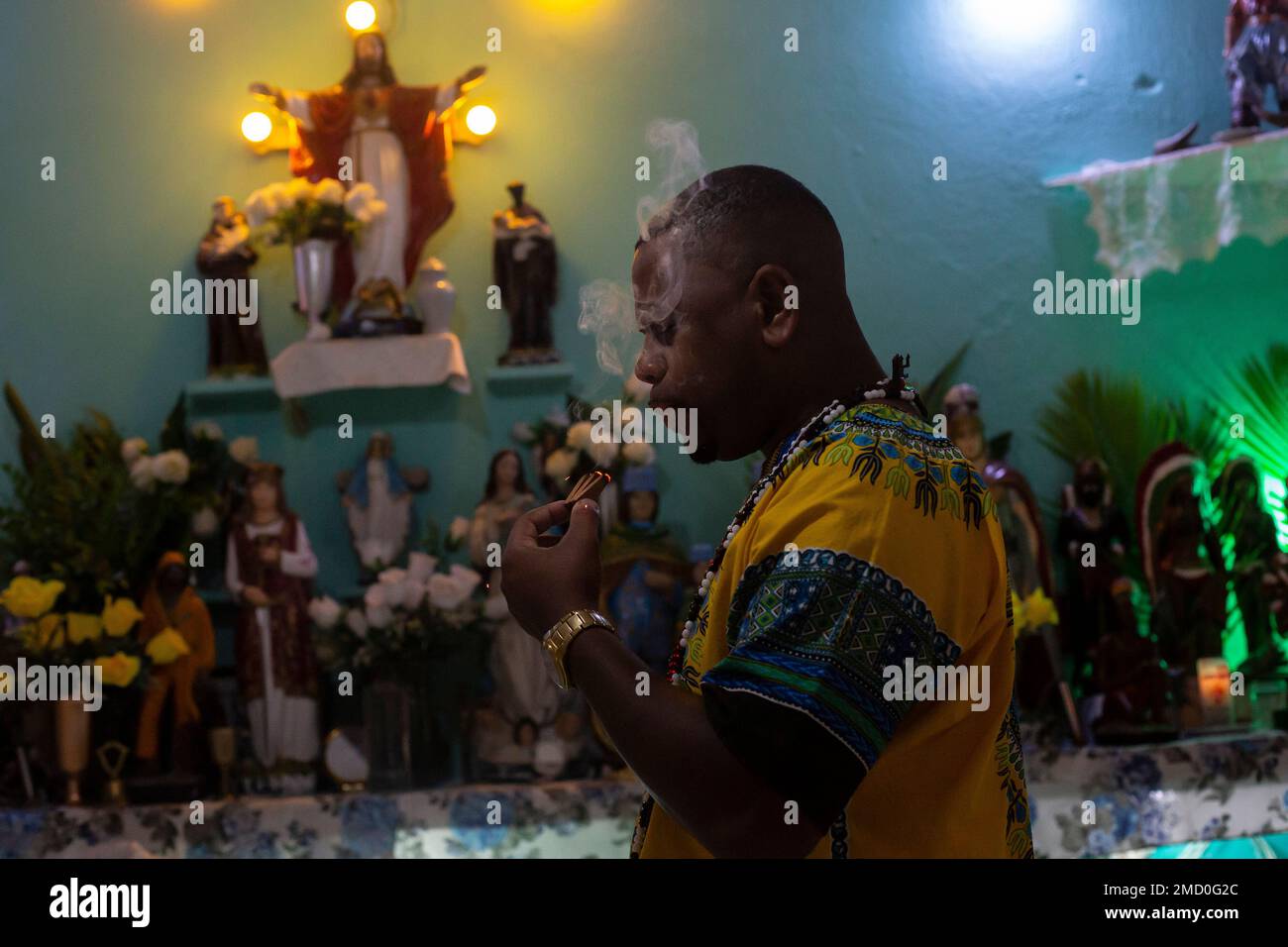 Wagner Luiz Abreu Machado, a priest of the Umbanda religion, known as ...