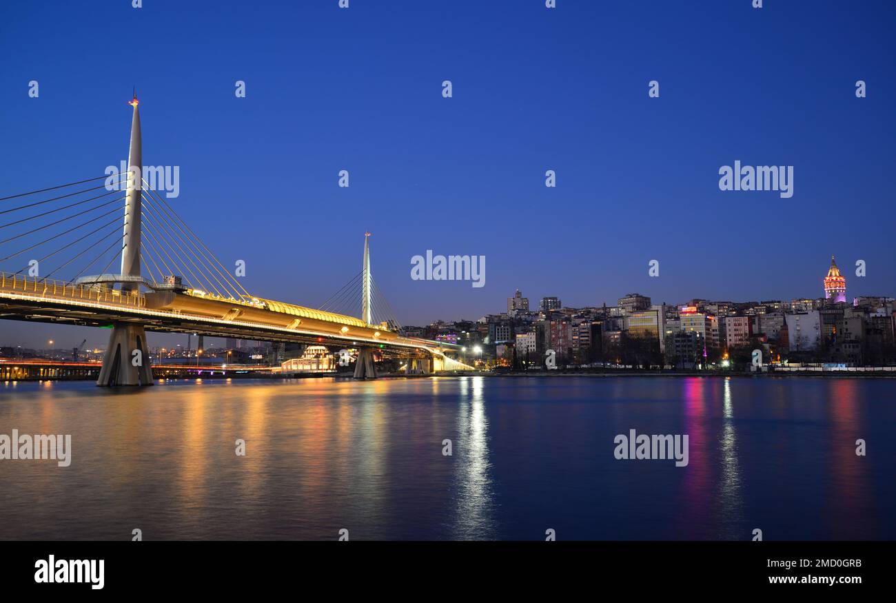 Bosphorus Bridge and night view in Istanbul, Turkey Stock Photo - Alamy