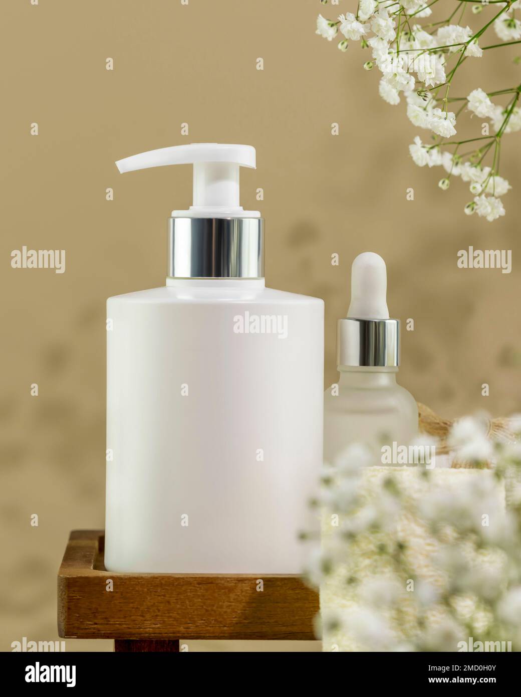 Eco friendly spa relax composition with mockup of beauty product in ...