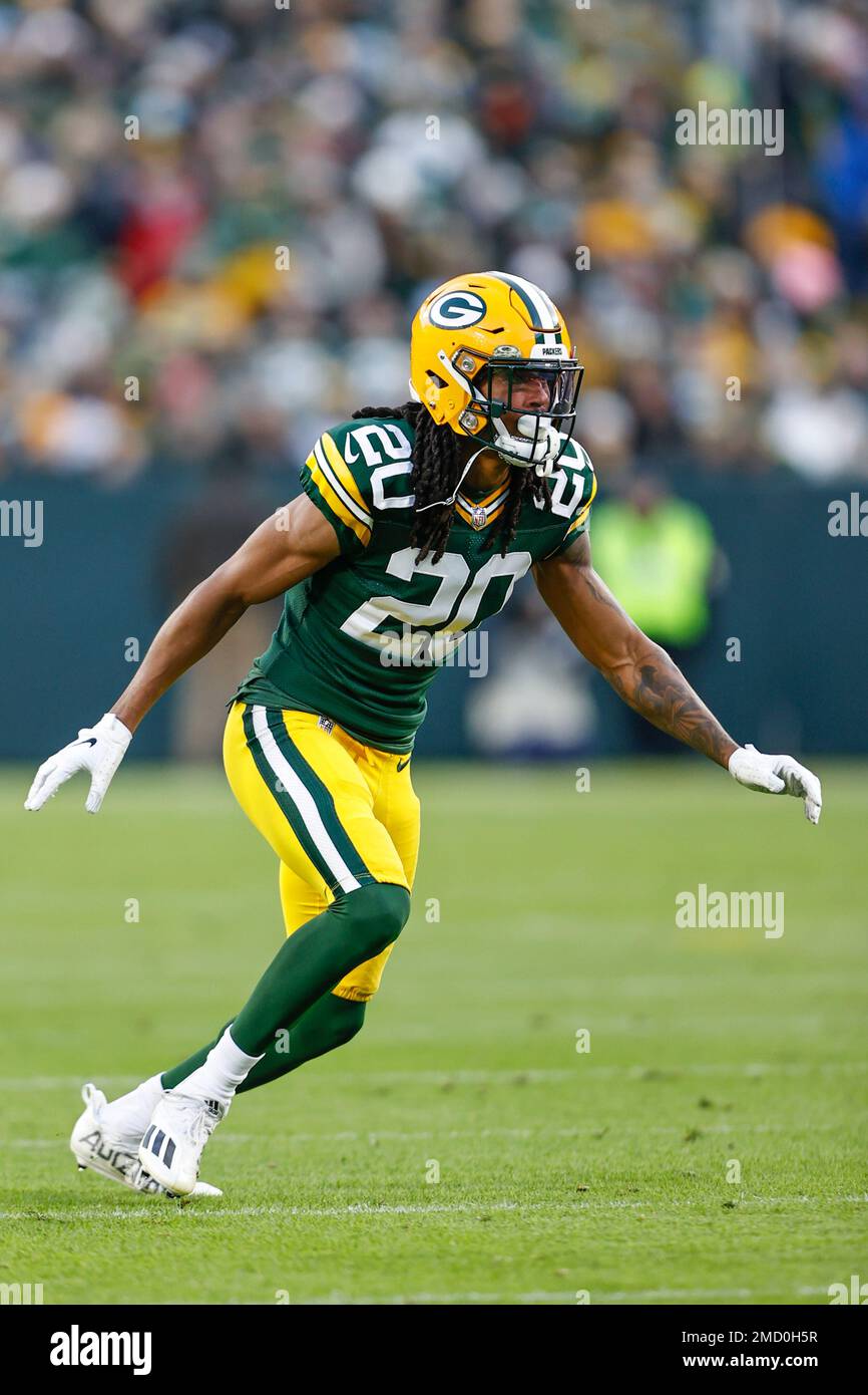 Green Bay Packers cornerback Kevin King (20) runs on the field during ...