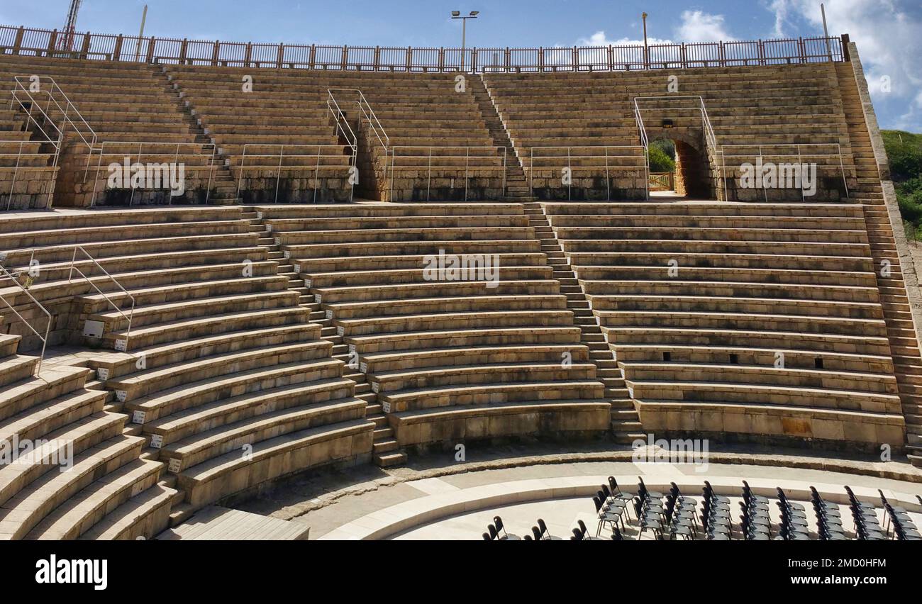 Caesarea National Park. Roman theater in Caesarea National Park Stock ...