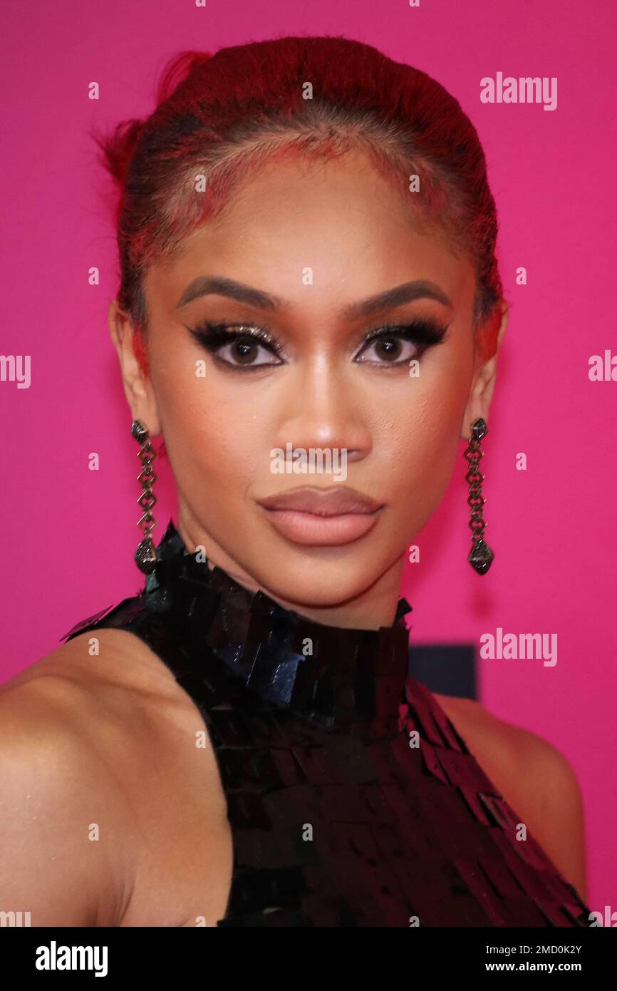 Saweetie poses for photographers upon arrival at the European MTV ...