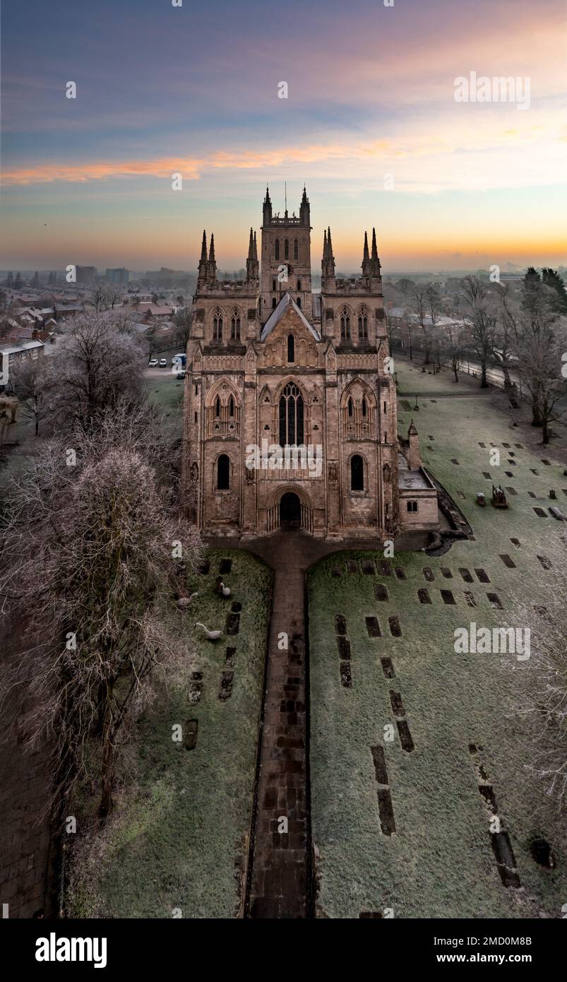 An aerial view of the North Yorkshire market town of Selby with the ...