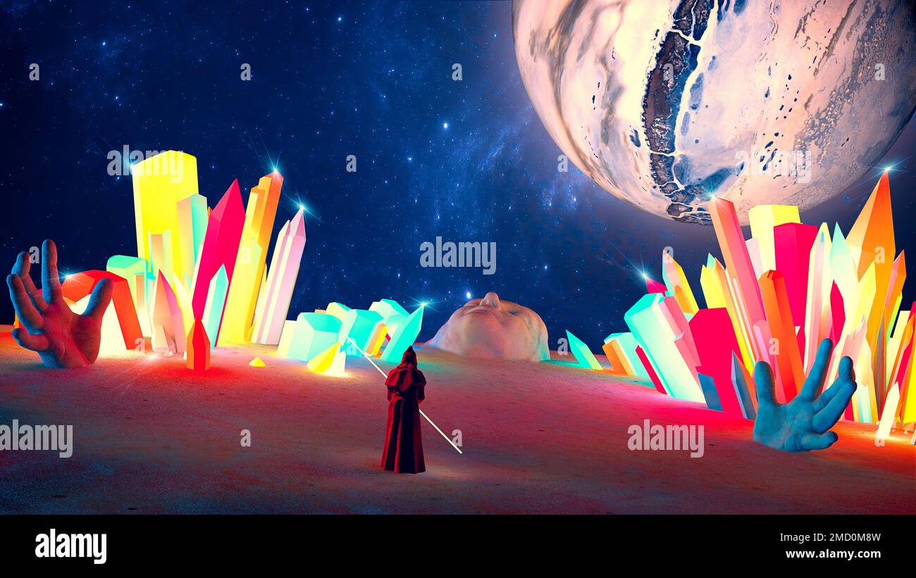 Fantasy landscape, sci-fi, post apocalyptic. Statue of a hand coming ...