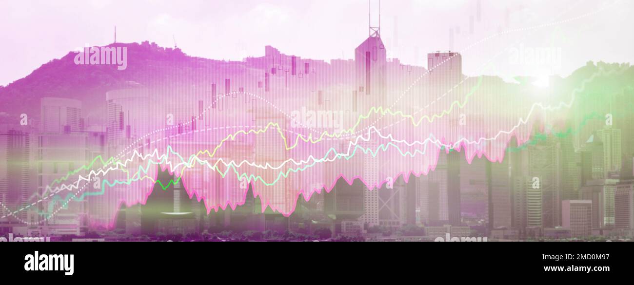 Smart city and stats concept with growing digital graphs and diagram on ...