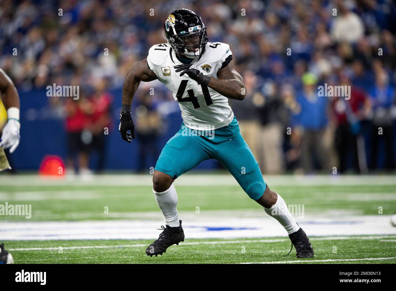 Jacksonville Jaguars defensive end Josh Allen (41) runs into pass ...