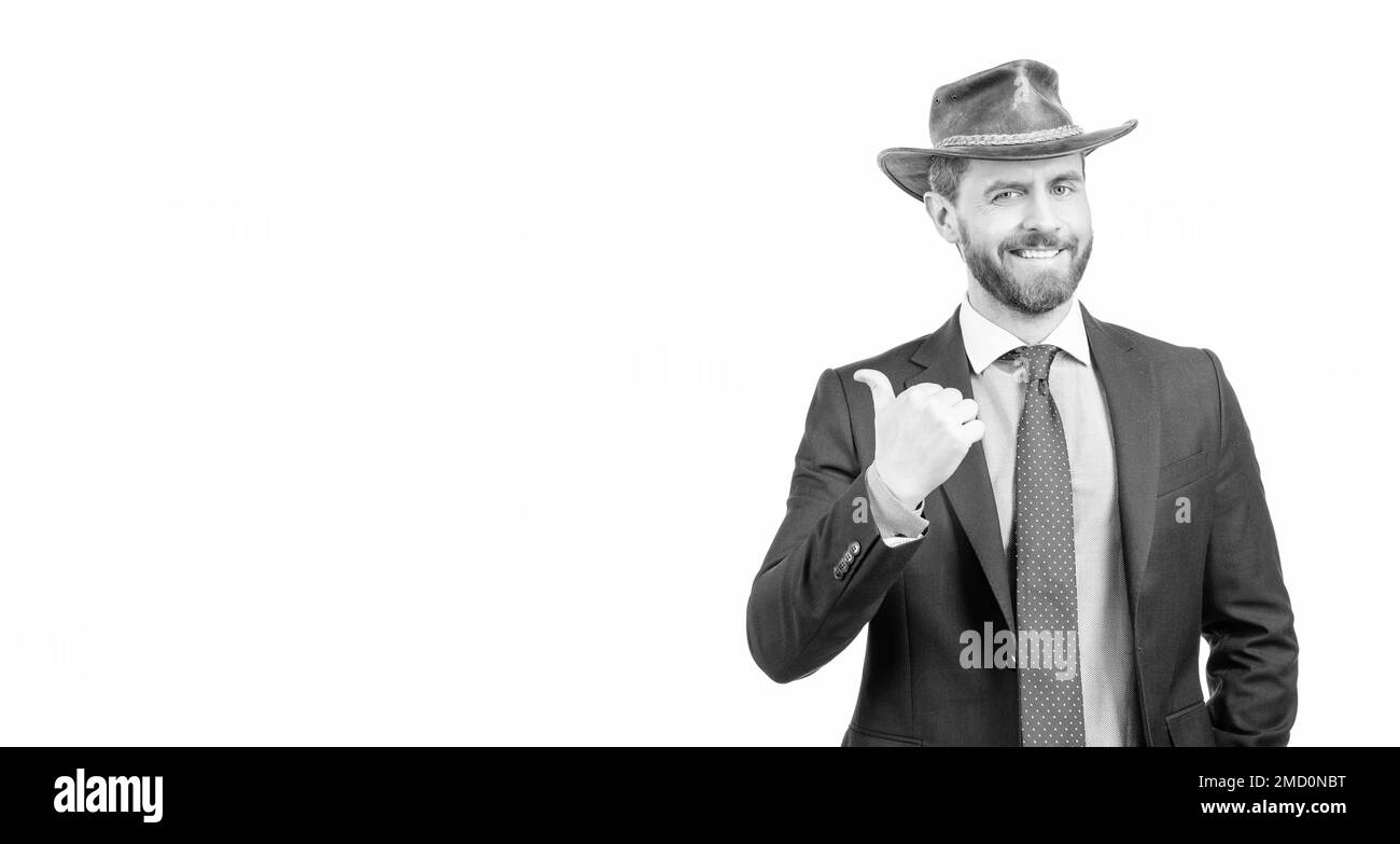 Look no further than that. Advertising manager isolated on white. Happy ...