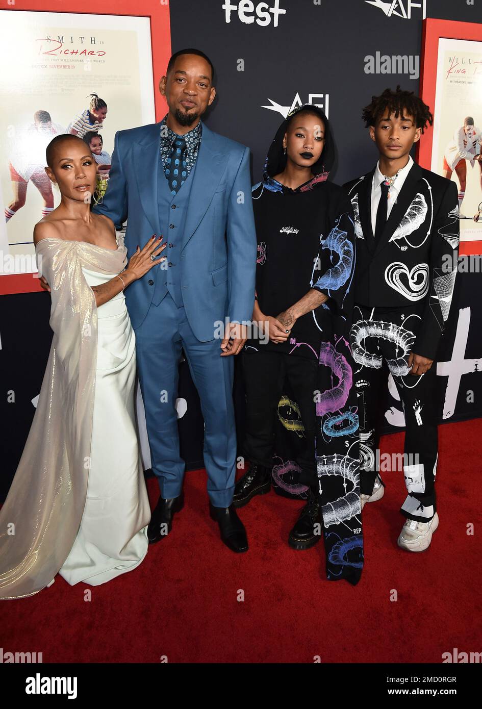 From left, Jada Pinkett Smith, Will Smith, Willow Smith and Jaden Smith ...