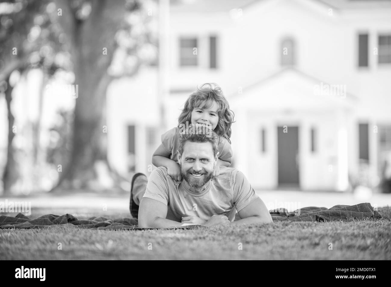 dad with kid on summer day. parenting and fatherhood. fathers day Stock ...