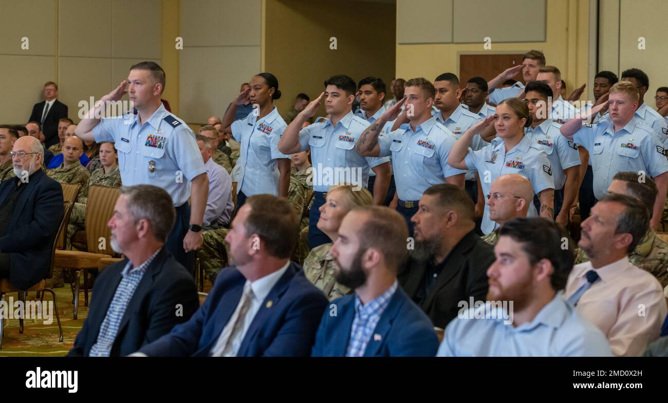 Airmen from the 81st Mission Support Group render a salute during the ...