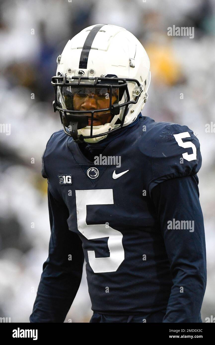 Penn State wide receiver Jahan Dotson (5) lines up against Michigan ...