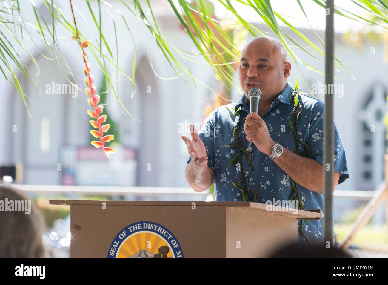Joshua Tenorio, lieutenant governor of Guam, gives his remarks during ...