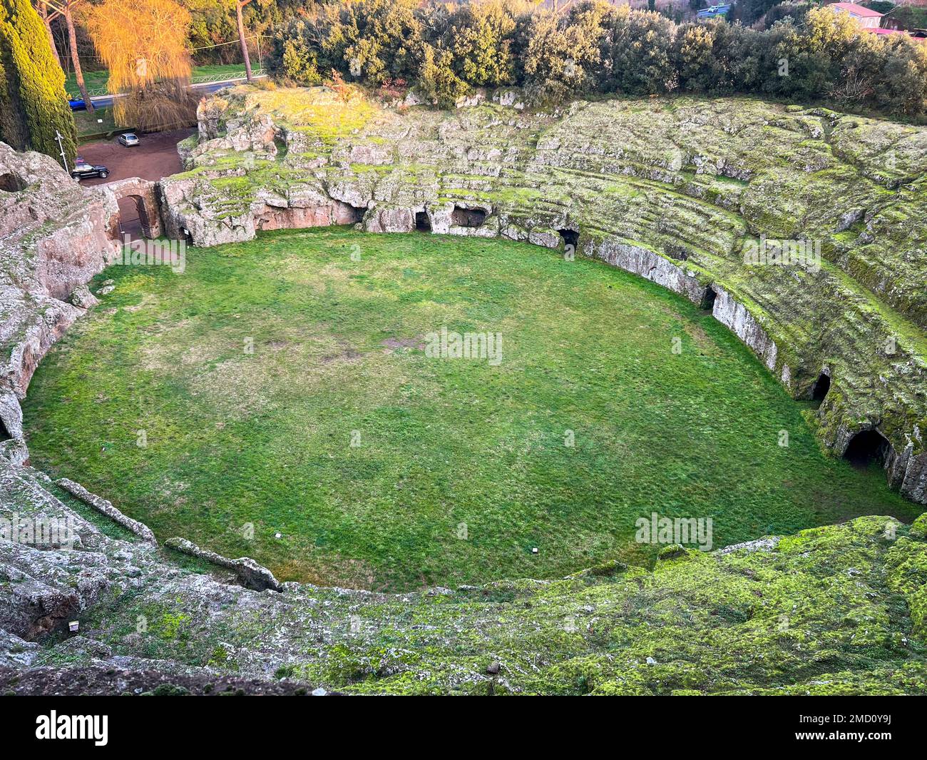The rock-hewn amphitheatre of the Roman period. Sutri, Viterbo, Lazio ...