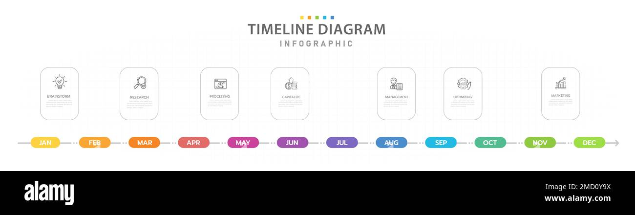 Infographic template for business. 12 Months modern Timeline diagram ...
