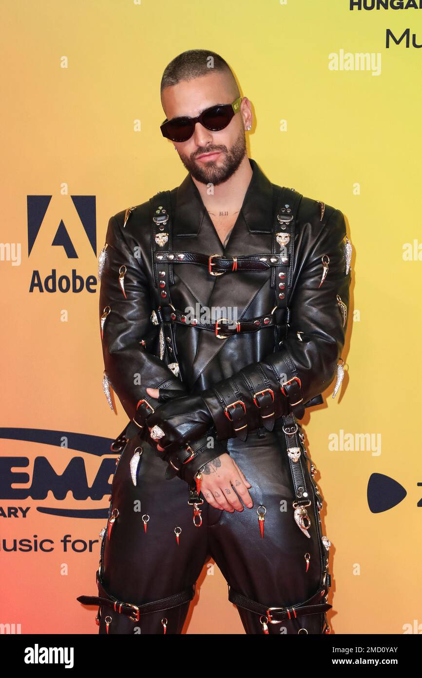 Maluma poses for photographers upon arrival at the European MTV Awards ...