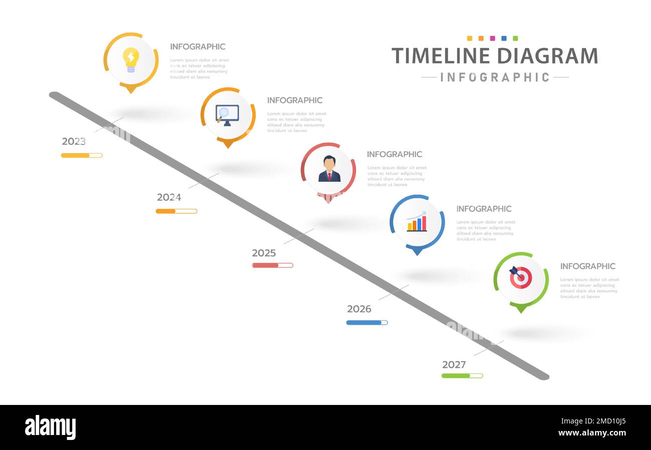 Infographic isometric template for business. 5 Steps Modern Timeline ...
