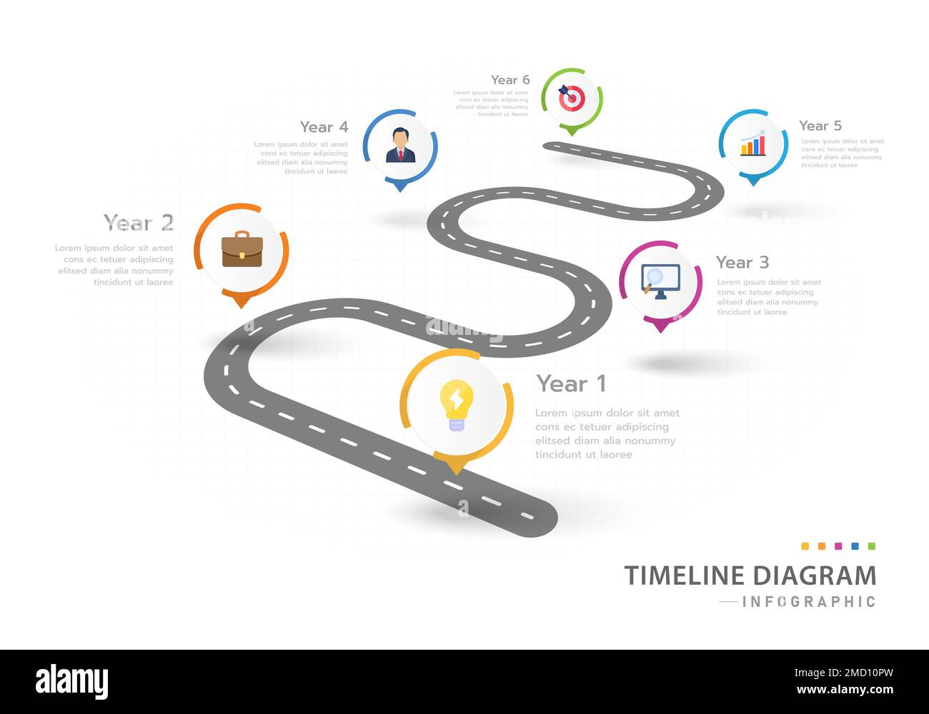Infographic isometric template for business. 6 Steps Modern Timeline ...