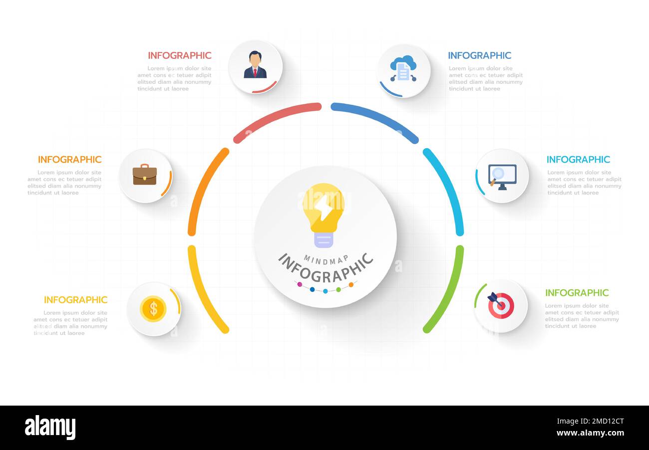 Infographic template for business. 7 Steps Modern Mindmap diagram with ...