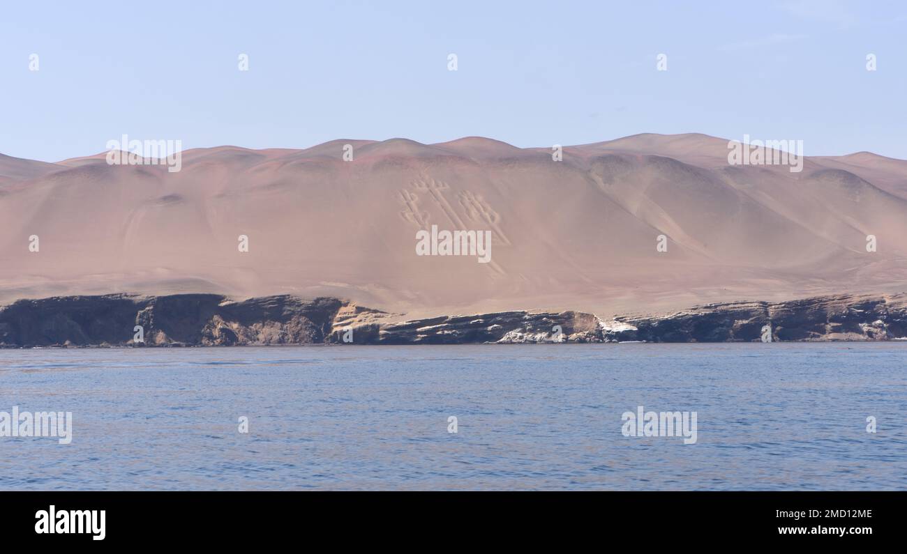 The Paracas Candelabra, a prehistoric geoglyph on the Paracas Peninsula ...