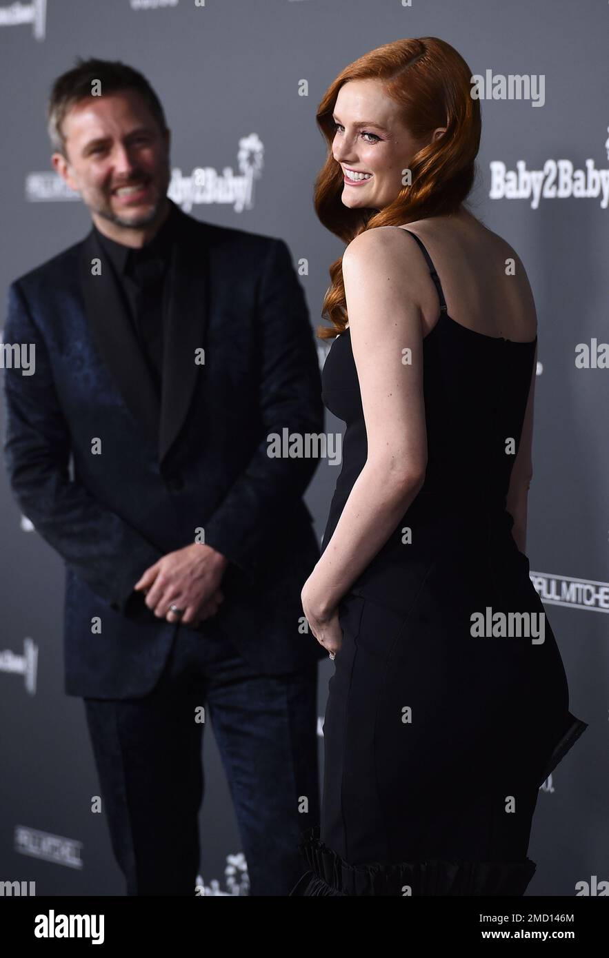 Chris Hardwick, left, and Lydia Hearst arrive at the Baby2Baby Gala at ...