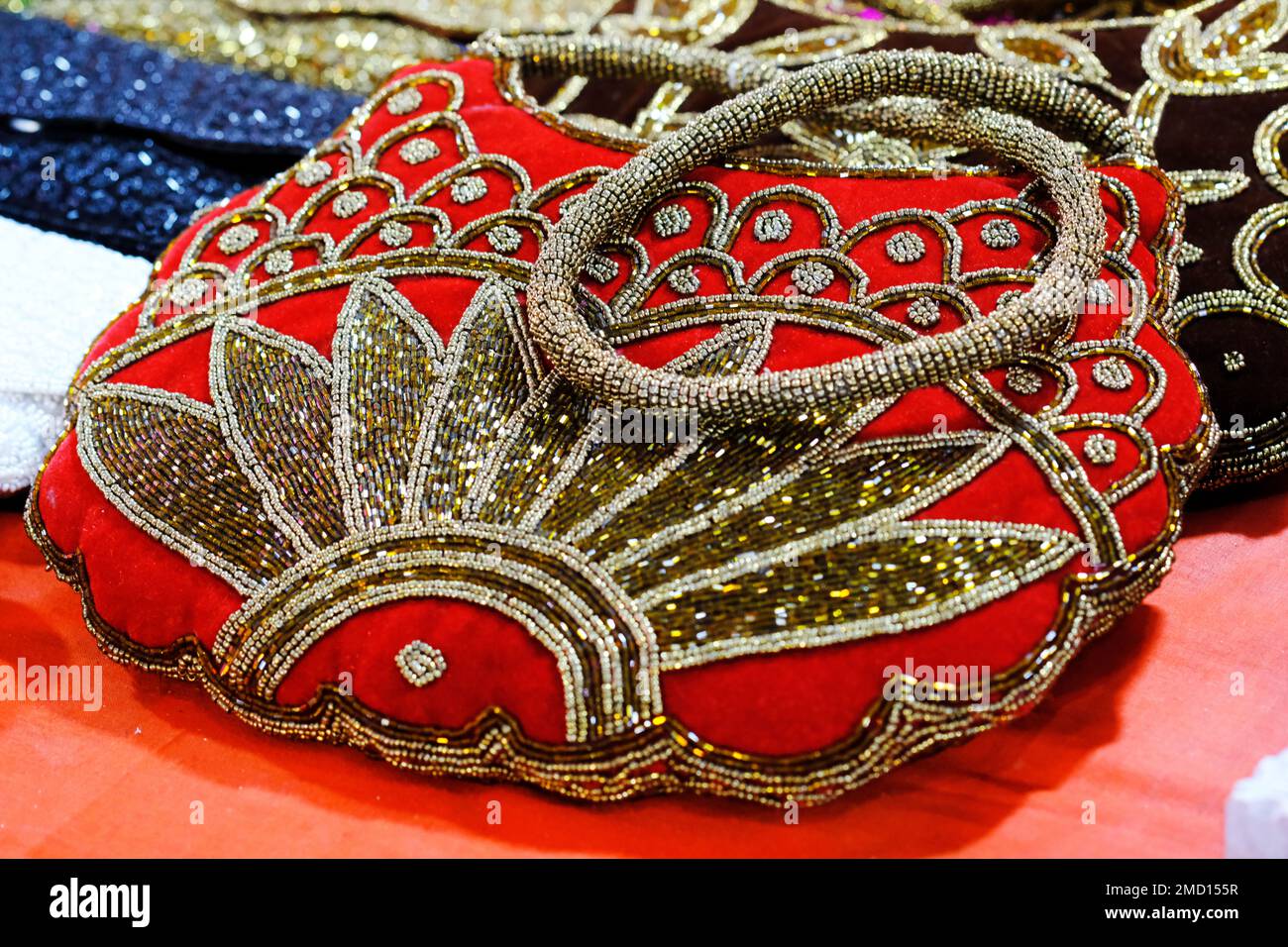 Colorful of fabric handcraft bag in the market, bags for women in the ...