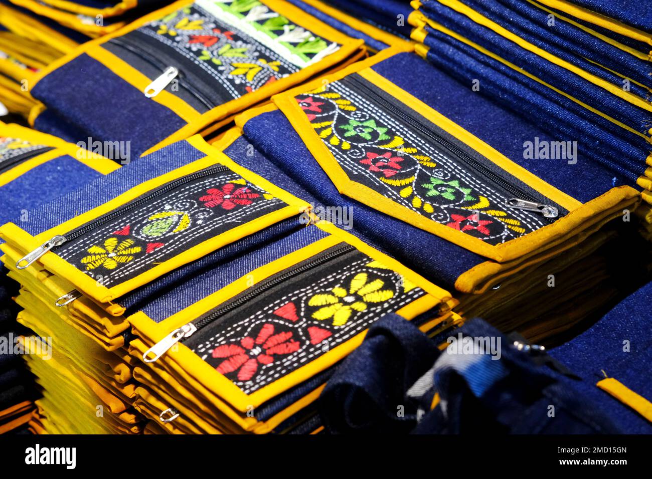 Colorful of fabric handcraft bag in the market, bags for women in the ...