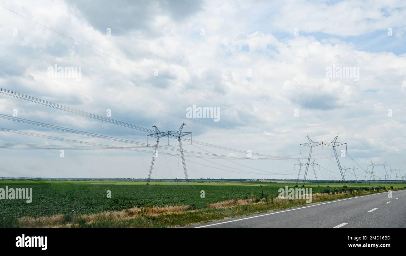 High -voltage line of Ukrainian power grids before the war in Ukraine ...