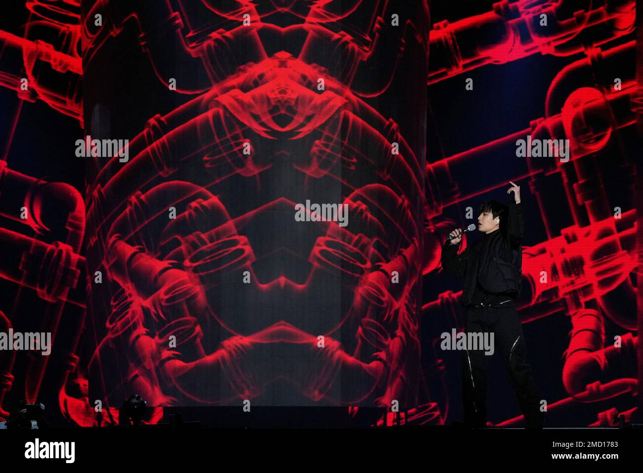 South Korean K-Pop rapper Simon Dominic performs during the 2021 World ...