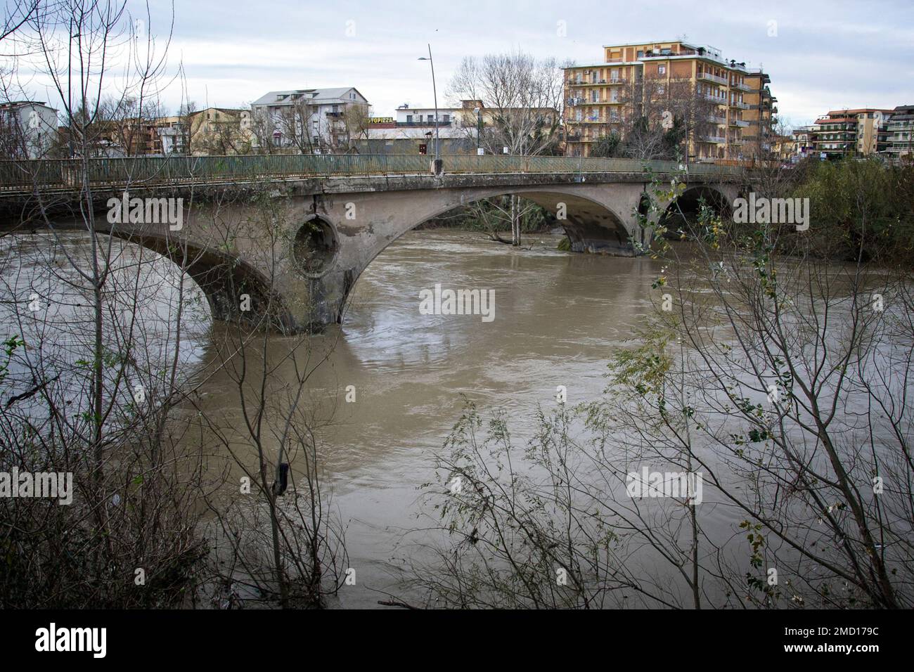 The level of the Volturno river rises in the city of Capua. The heavy ...