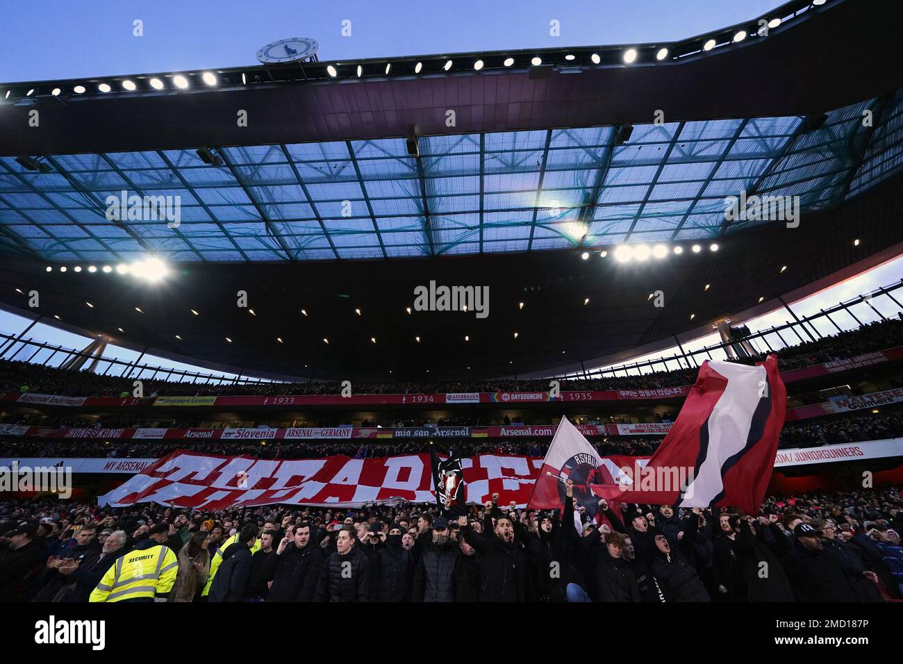 Arsenal fans in the stands ahead of the Premier League match at the ...