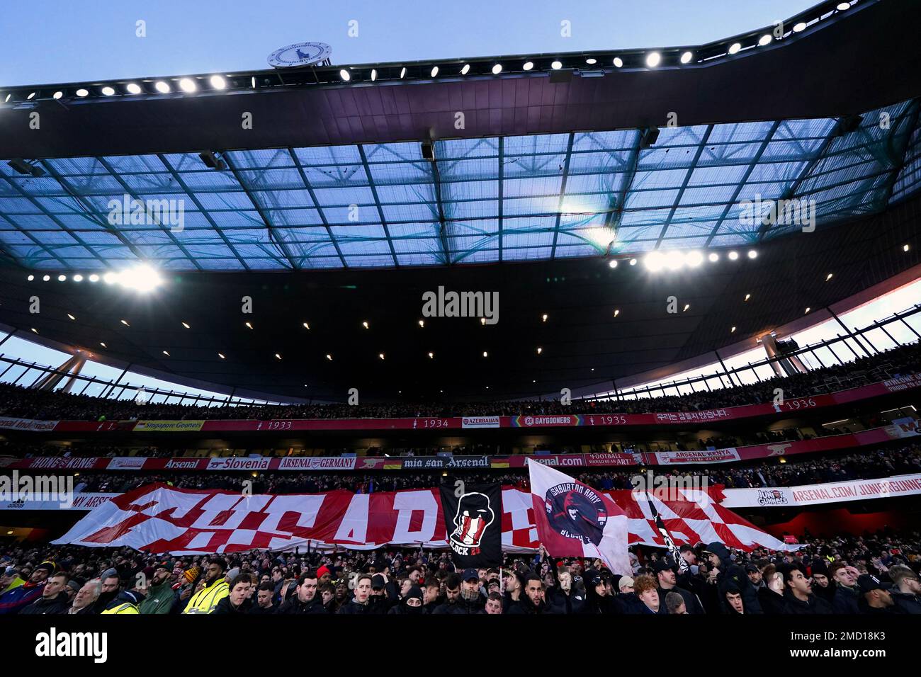 Arsenal fans in the stands ahead of the Premier League match at the ...