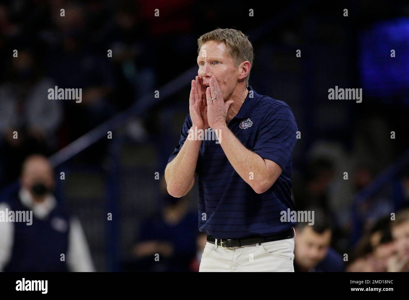 Gonzaga head coach Mark Few directs his team during the first half of ...