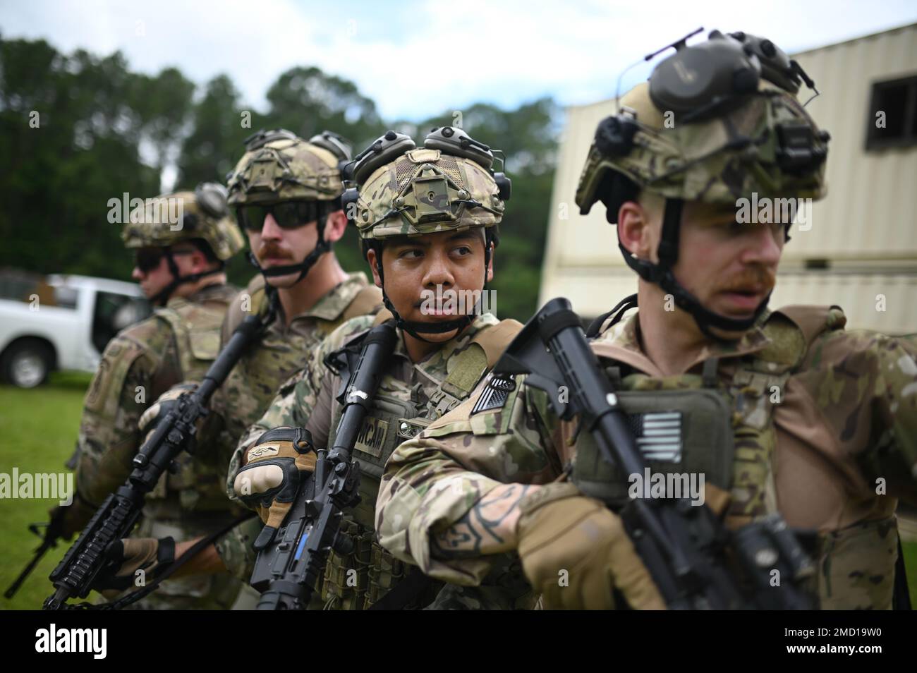 Captain Darren Domingo, an airman with the 4th Combat Camera Squadron conducts close-quarter ...