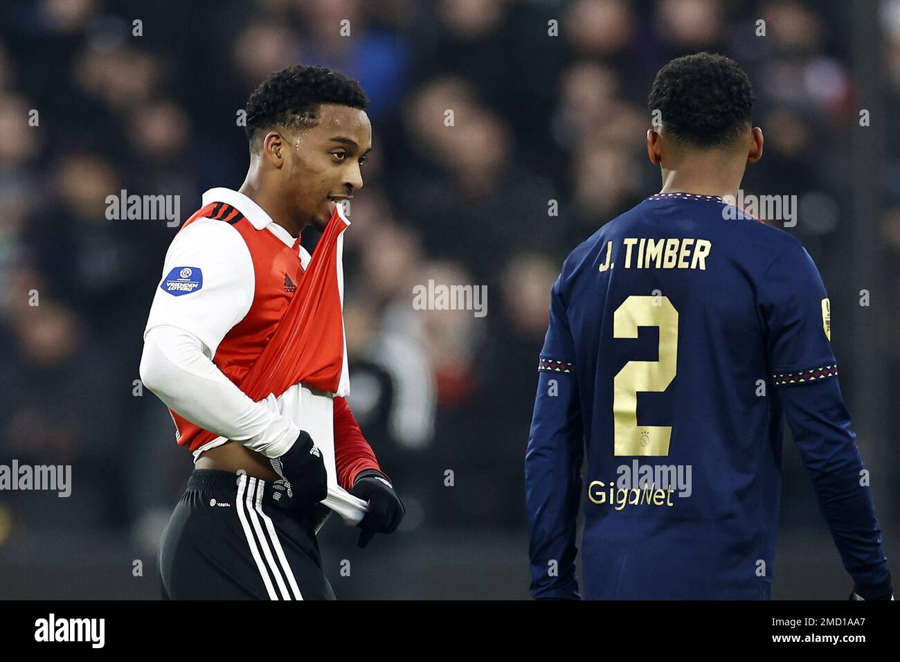 ROTTERDAM - (LR) Quinten Timber of Feyenoord, Jurrien Timber of Ajax ...