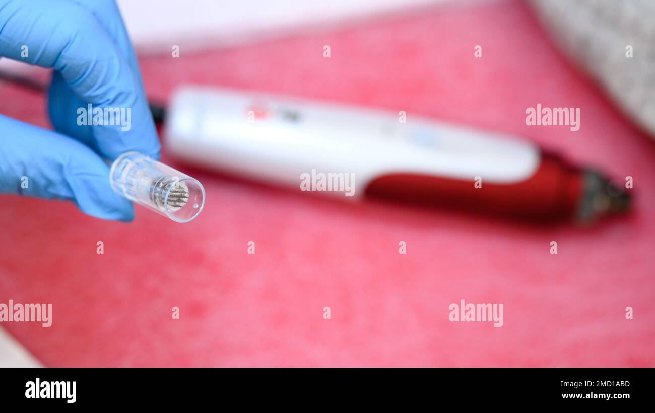 Preparation of dermapen for the rejuvenation procedure Stock Photo - Alamy