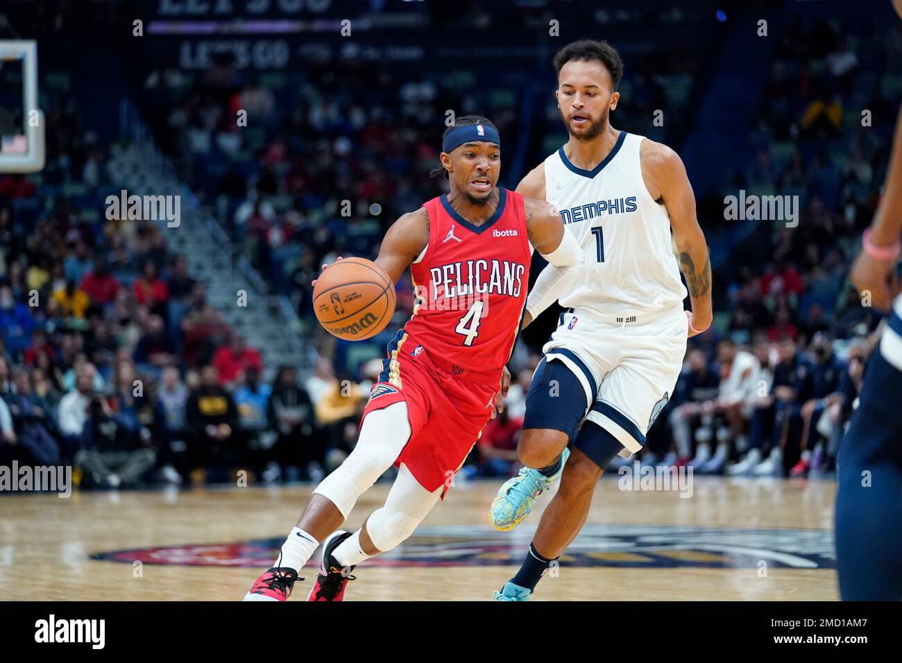 New Orleans Pelicans guard Devonte' Graham (4) drives to the basket ...
