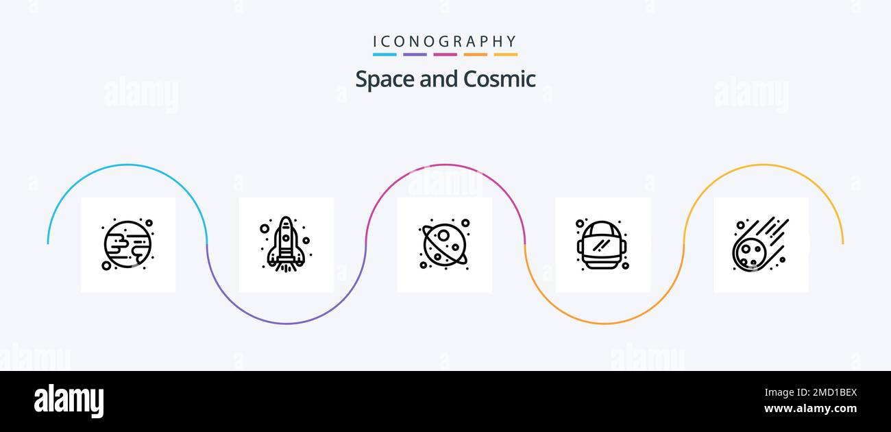 Space Line 5 Icon Pack Including . space. universe. meteorite ...