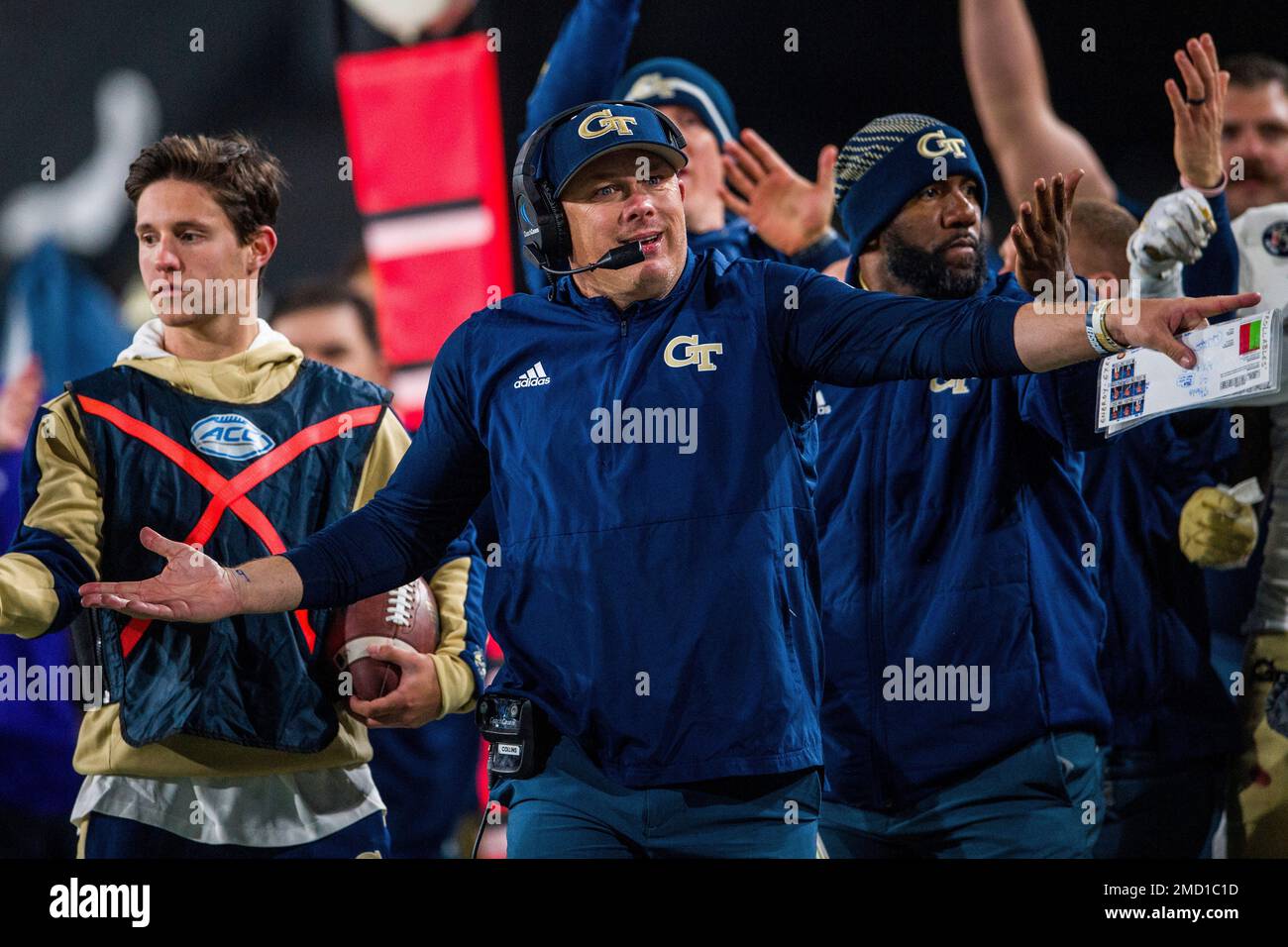 Georgia Tech head coach Geoff Collins reacts during the second half of ...