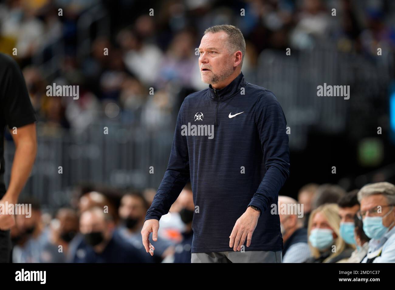 Denver Nuggets head coach Michael Malone () in the first half of an NBA ...